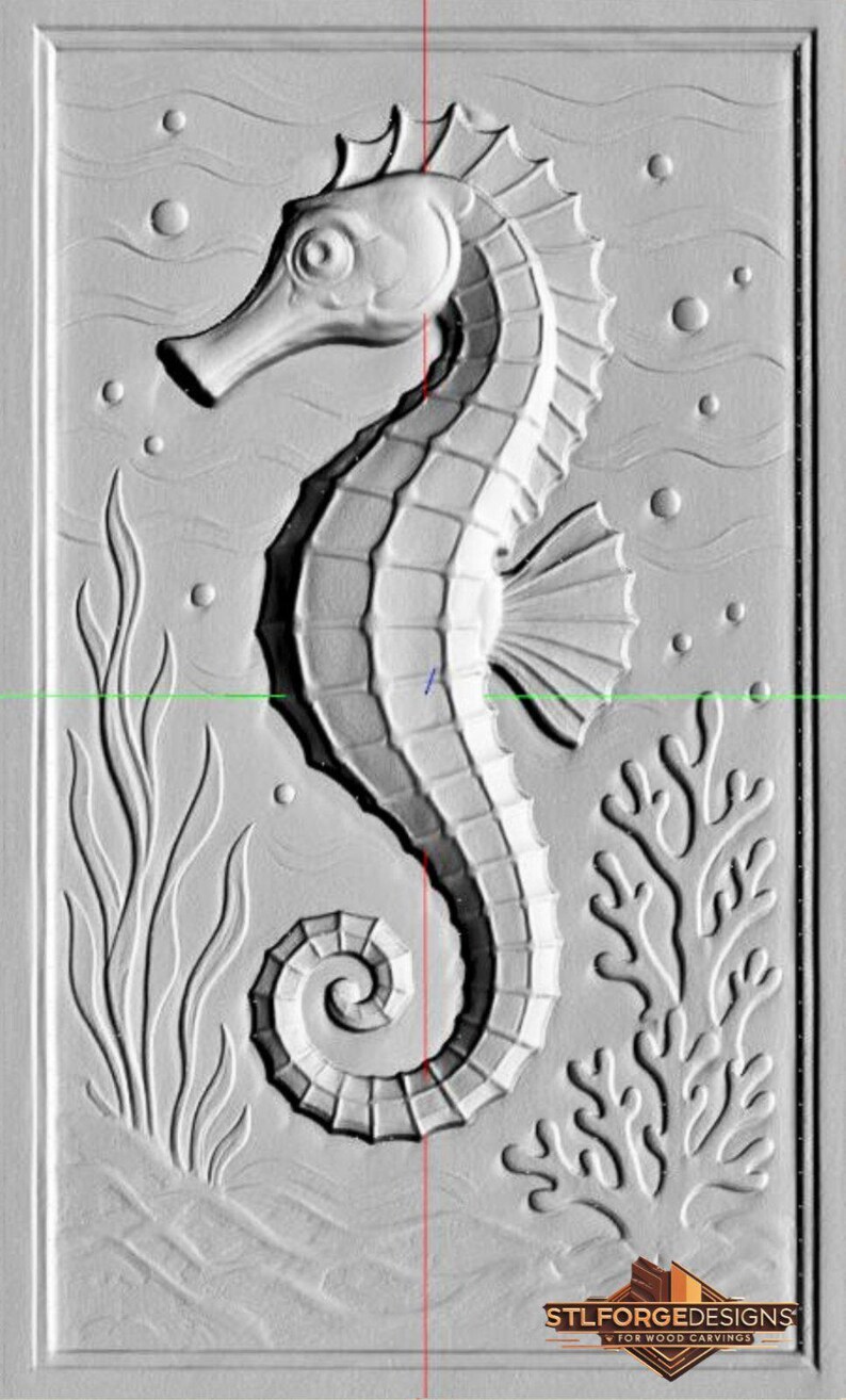 Seahorse STL File for CNC | Ocean-themed 3D Relief Panel | Laser ...