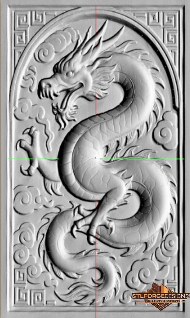 Chinese Dragon 3D Relief STL File: CNC Laser Engraving Panel (digital ...