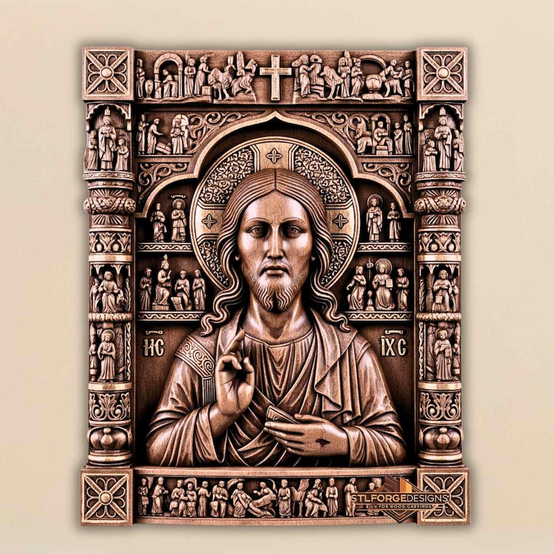 Jesus Christ Icon 3D STL File: Orthodox Christian CNC Wood Carving - Etsy