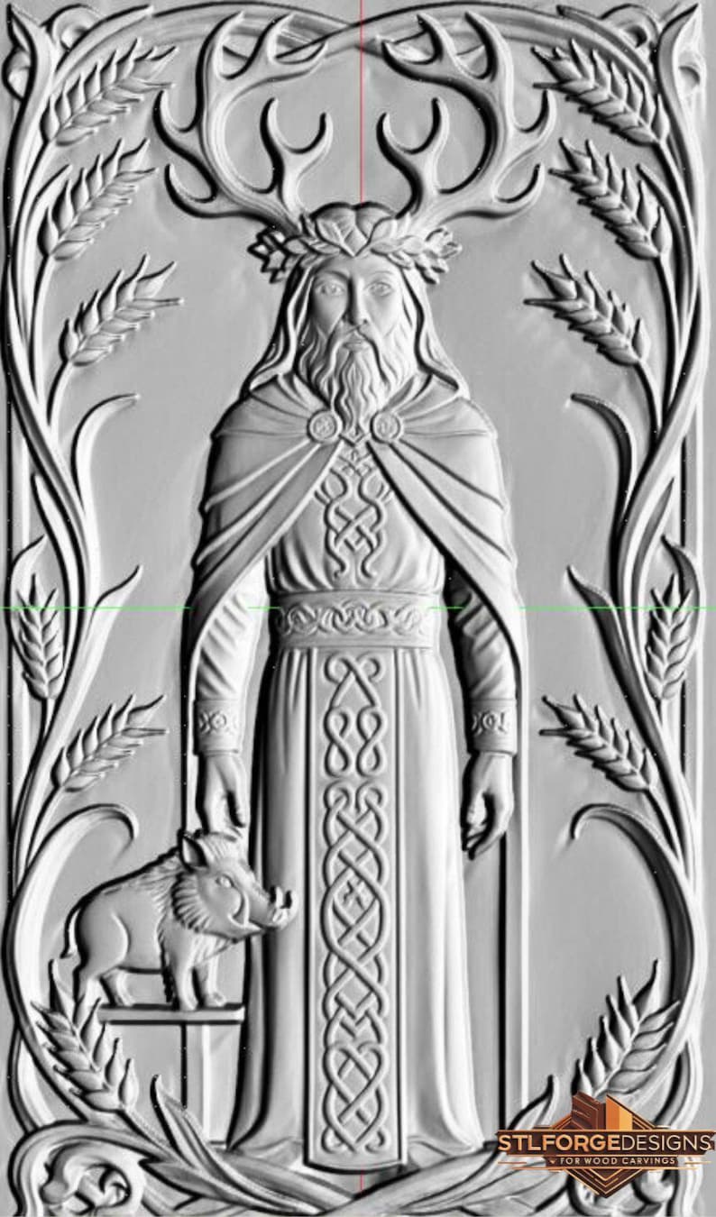 Cernunnos STL Relief | Horned God CNC Carving | Celtic Pagan Wall Art ...
