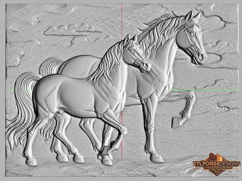 Running Horses STL File | 3D Relief Animal Carving for CNC Router ...