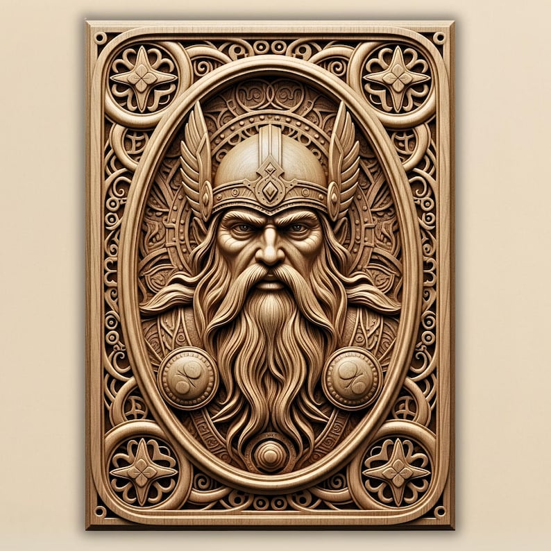 Viking Warrior Bas-relief STL File: Norse CNC Router Design (digital ...