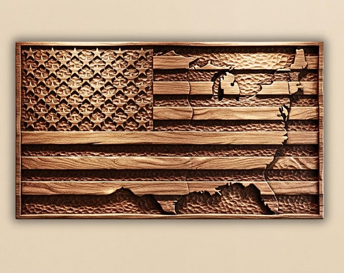 American Eagle Flag 3D Bas-relief STL File: CNC Router & Laser ...