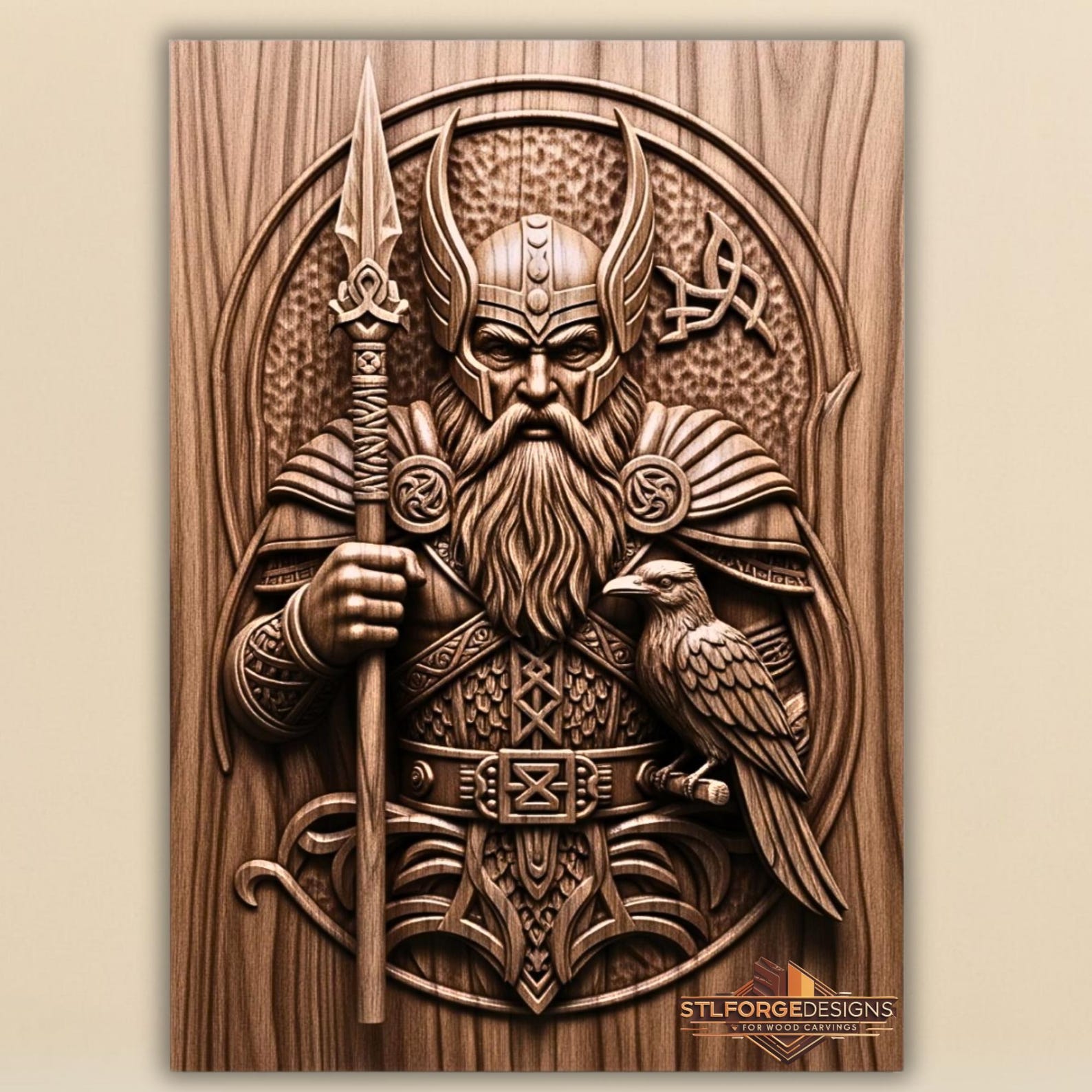 Odin With Spear STL File: Norse Mythology 3D Relief (digital Download ...