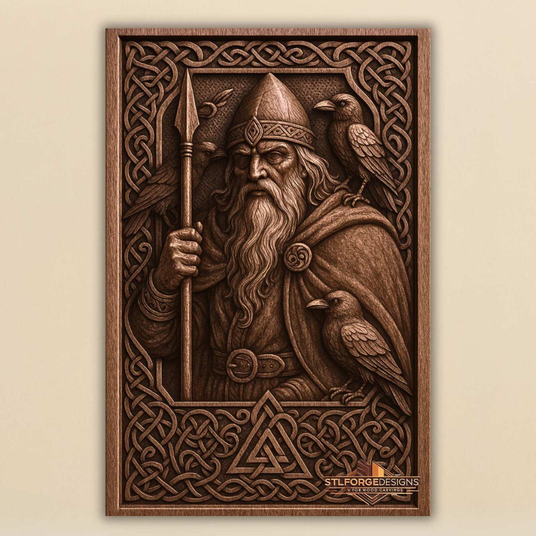 Odin With Ravens STL File | Norse God 3D Relief for CNC Router | Viking ...