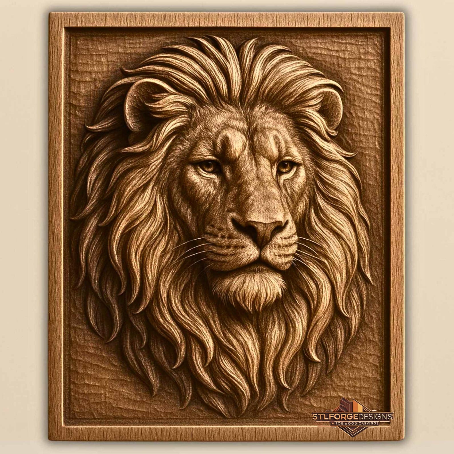 Lion STL File – 3D Relief Model of Lion Head | CNC Router Wildlife ...