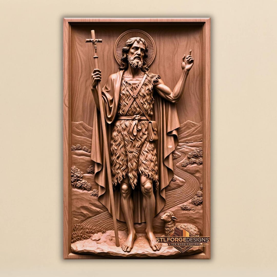 Saint John the Baptist STL File | Christian Bas-relief for CNC ...