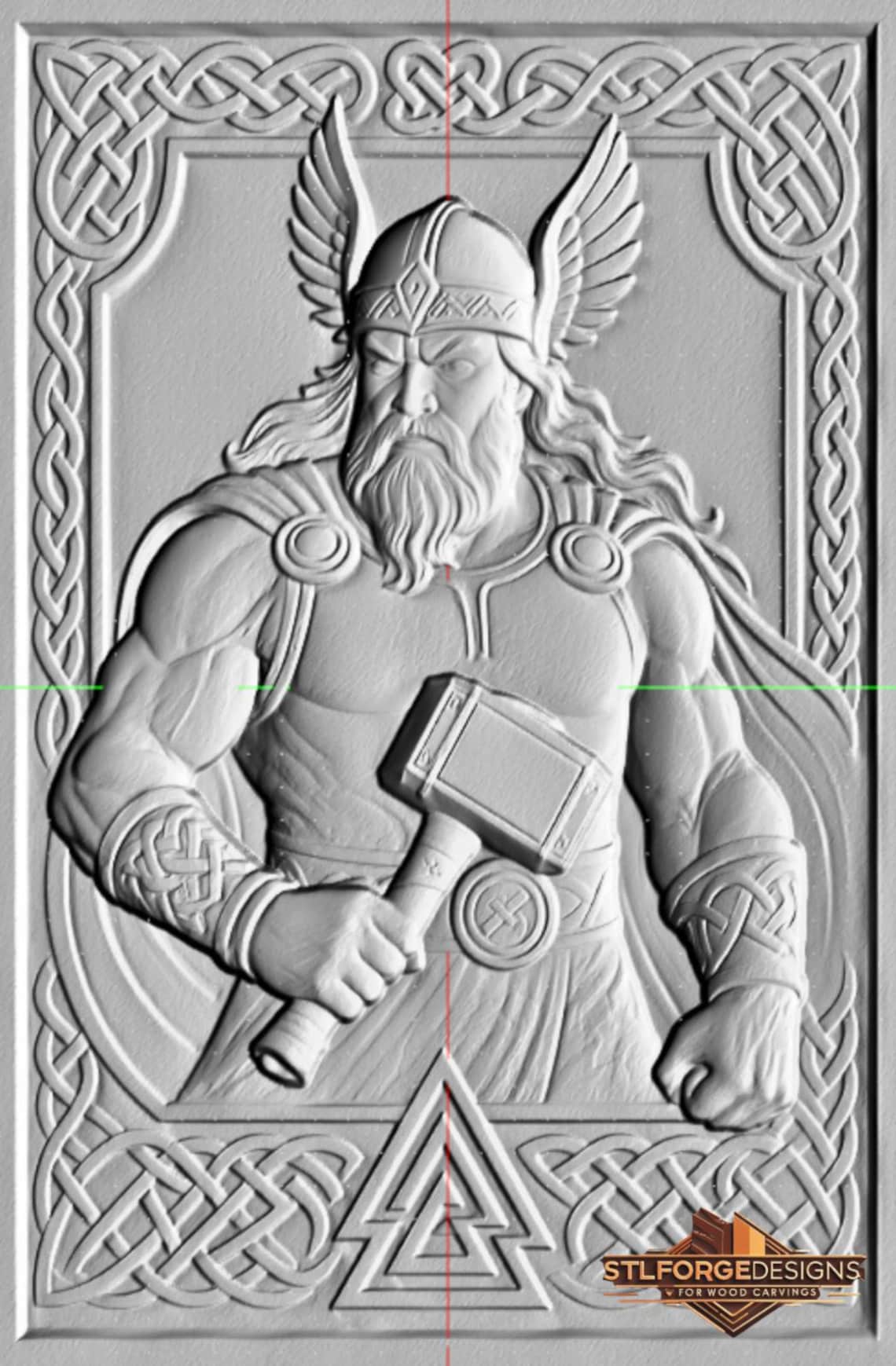 Thor Viking STL File | Norse God Mjolnir Relief | CNC Router 3D Model ...