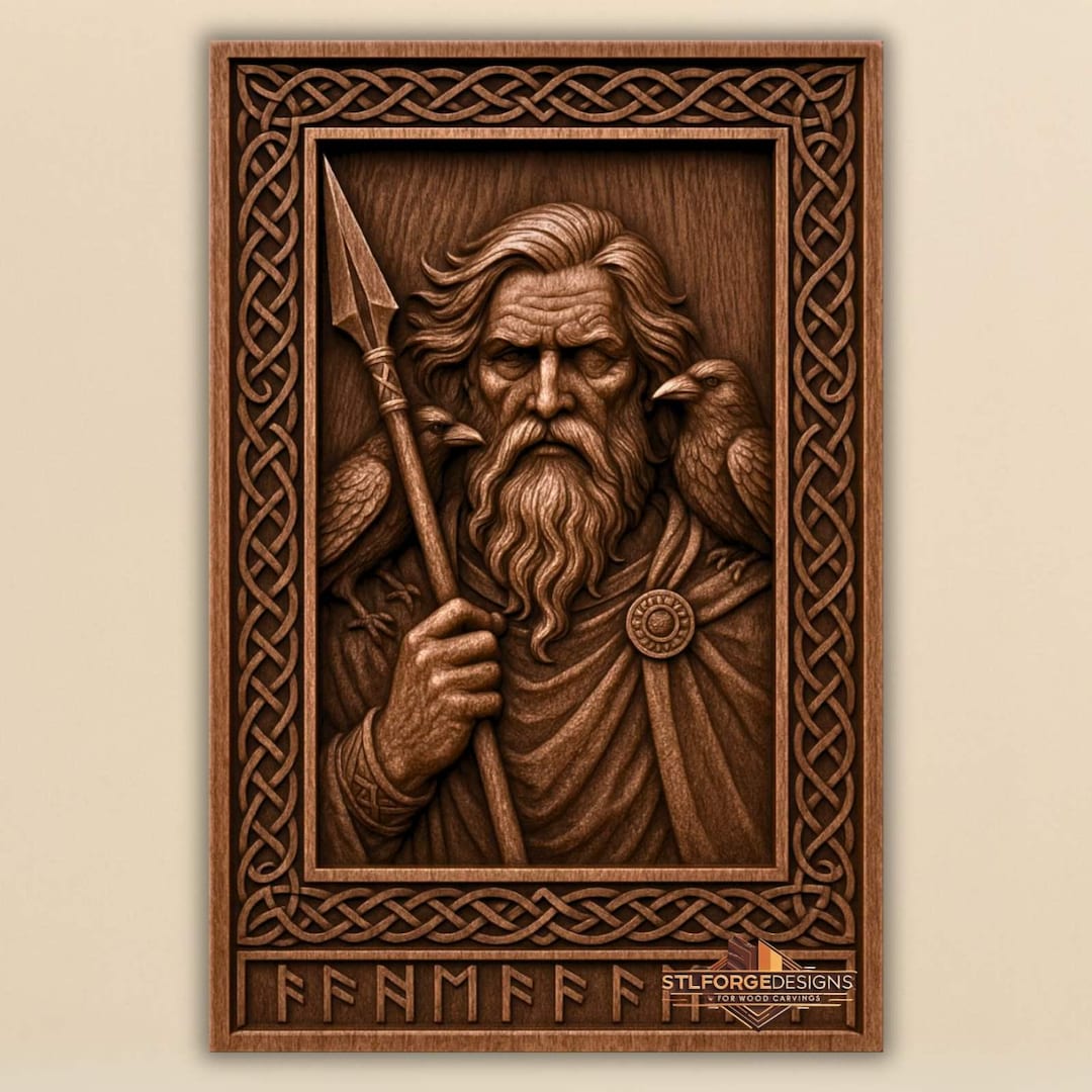 Odin Norse God STL File | Viking 3D Relief for CNC Wood Carving ...