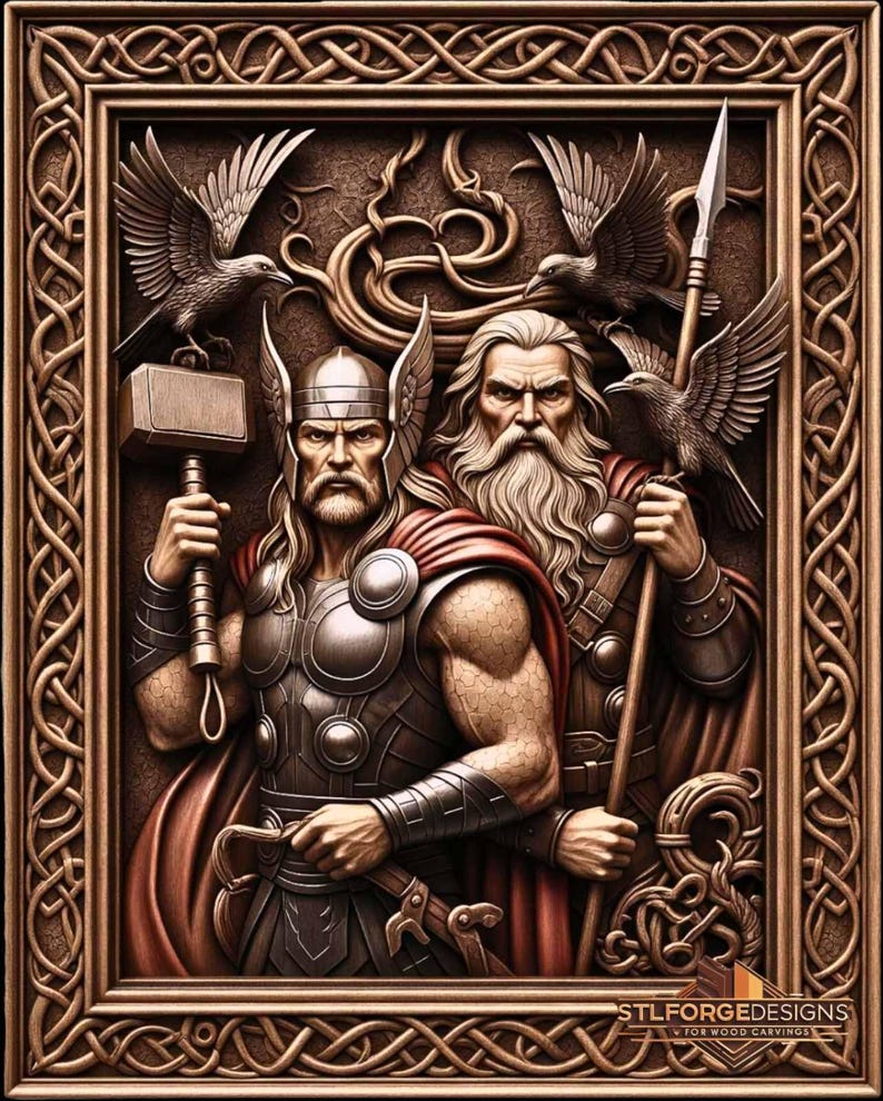 Thor Odin Viking Relief – Norse Mythology CNC Carving – Digital ...