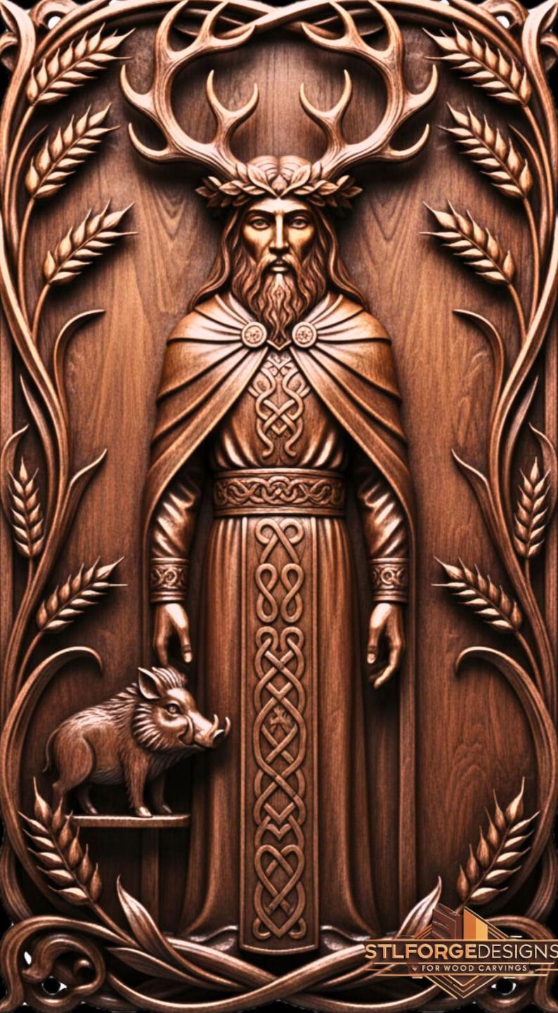 Cernunnos STL Relief | Horned God CNC Carving | Celtic Pagan Wall Art ...