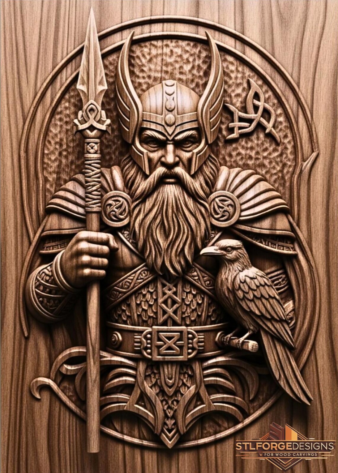 Odin With Spear STL File: Norse Mythology 3D Relief (digital Download ...