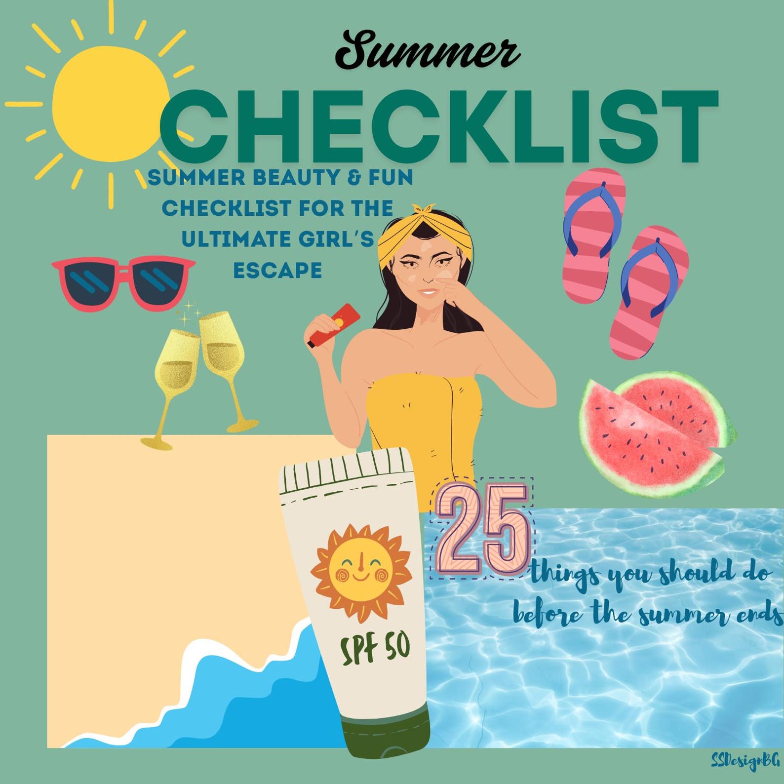 Ultimate Girl’s Summer Checklist | Printable Bucket List PDF | Self ...