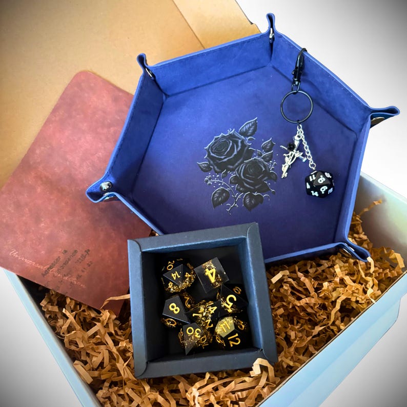 Black Rose Edition –dnd Valentine Gift Set | Sharp Resin Dice, Rose ...
