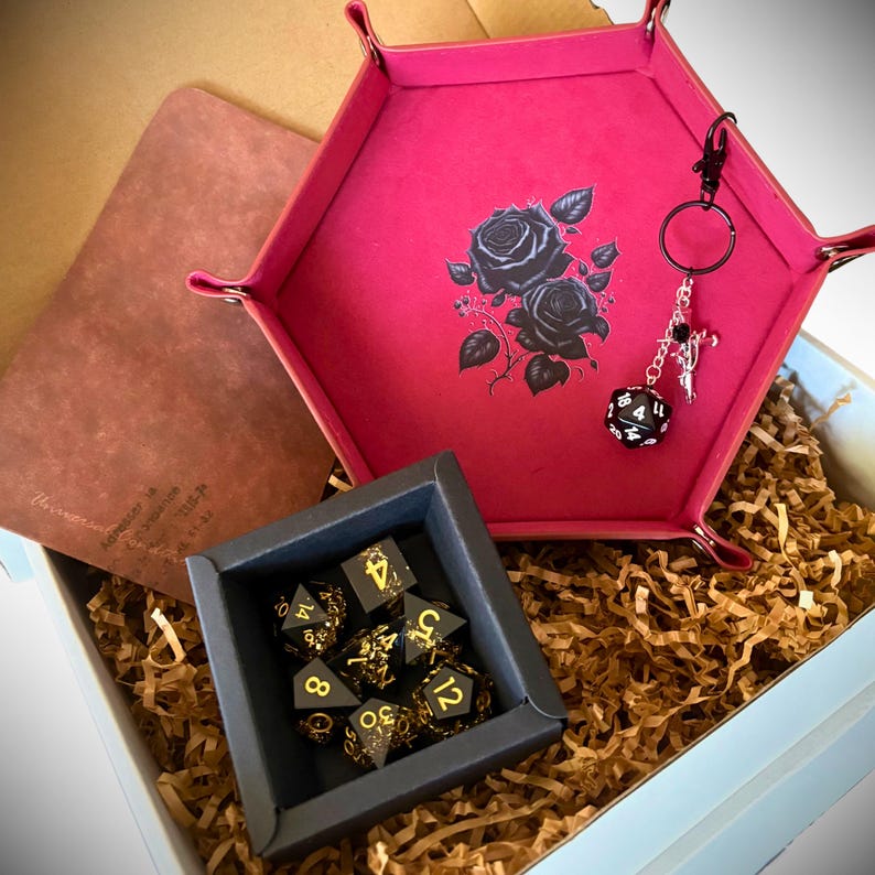 Black Rose Edition –dnd Valentine Gift Set | Sharp Resin Dice, Rose ...