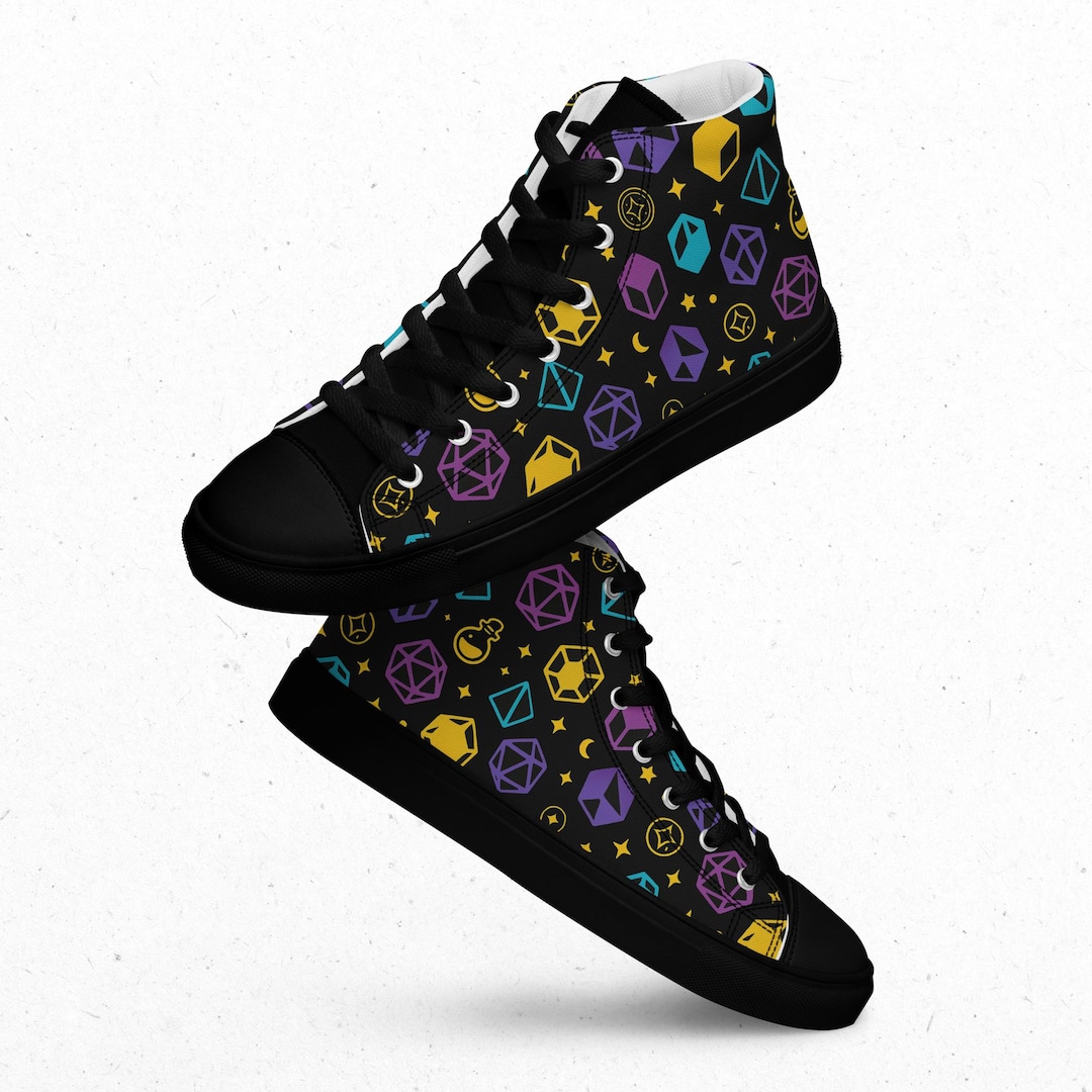 Dnd Dice Women’s High Top Canvas Sneakers: Tabletop Gaming Shoes - Etsy