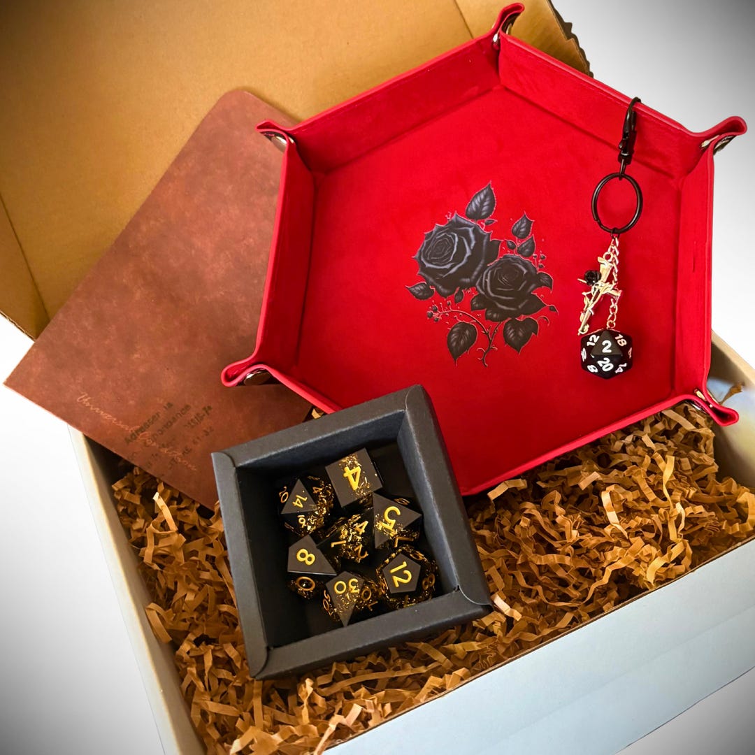 Black Rose Edition –dnd Valentine Gift Set | Sharp Resin Dice, Rose ...