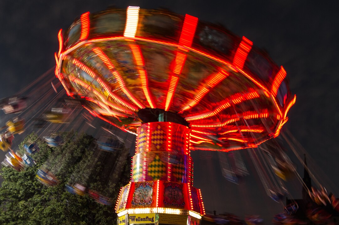 Carnival Ride Spinning at Night at Decatur Celebration Street Festival ...