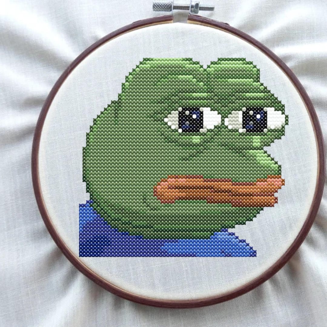 Pepe the Frog Cross Stitch Pattern – Meme Embroidery PDF | 59x56 ...
