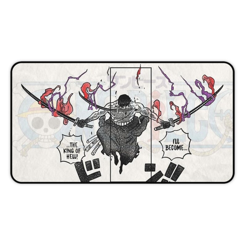 One Piece Zoro Manga Panel Anime Desk Mat - King of Hell Design, Gamer ...