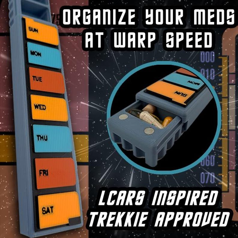 TNG LCARS Pill Box - Weekly Doses at Warp Speed - Sci-fi Pill Organizer ...