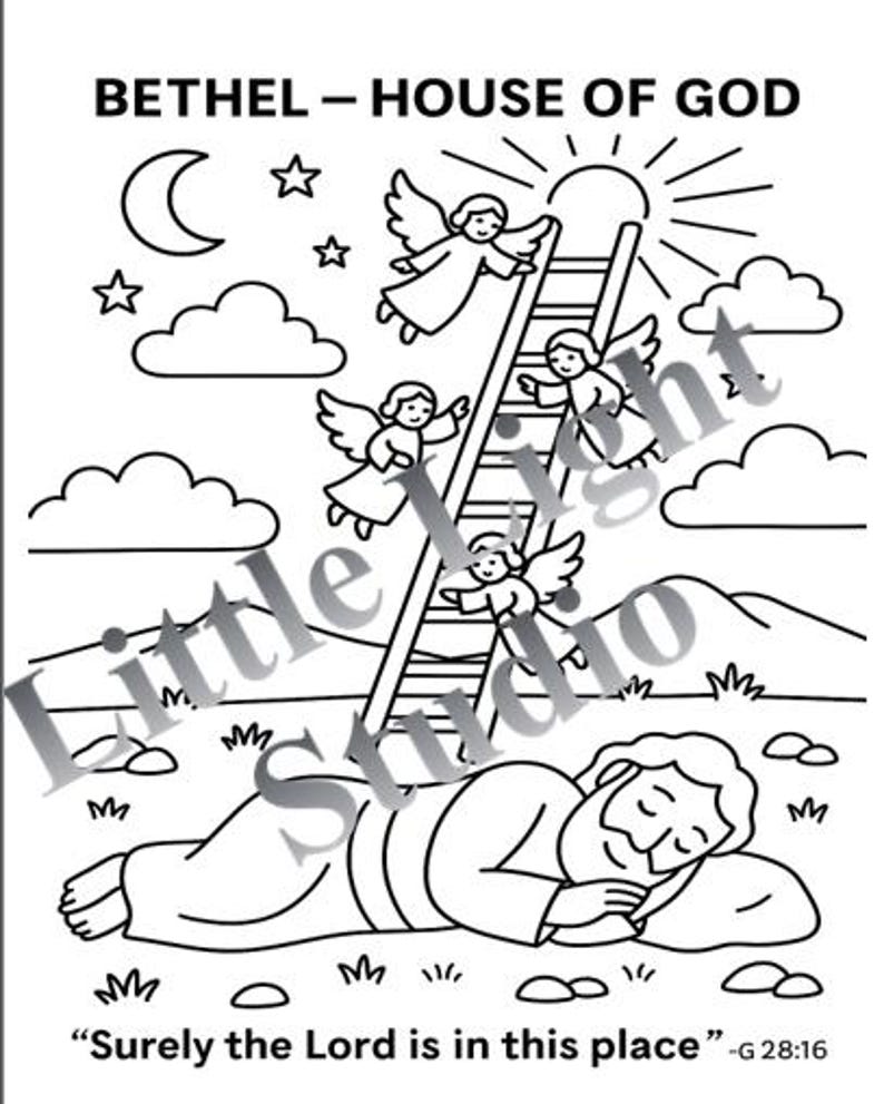 Jacob’s Dream Coloring Sheet | Ladder to Heaven | Printable Bible Story ...