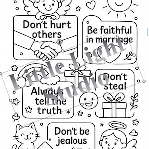 Ten Commandments Coloring Page for Kids: Sunday School Bible Printable ...