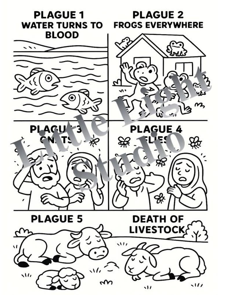 Ten Plagues of Egypt Coloring Sheets – 2-page PDF Printable for Kids ...