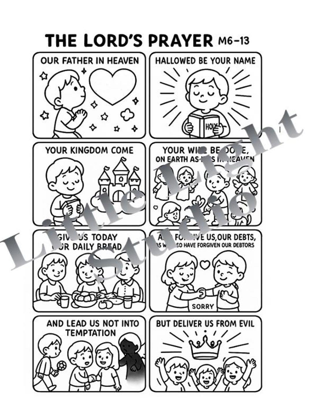 Lord's Prayer Coloring Sheet for Kids: Christian Bible Verse Art (PDF ...