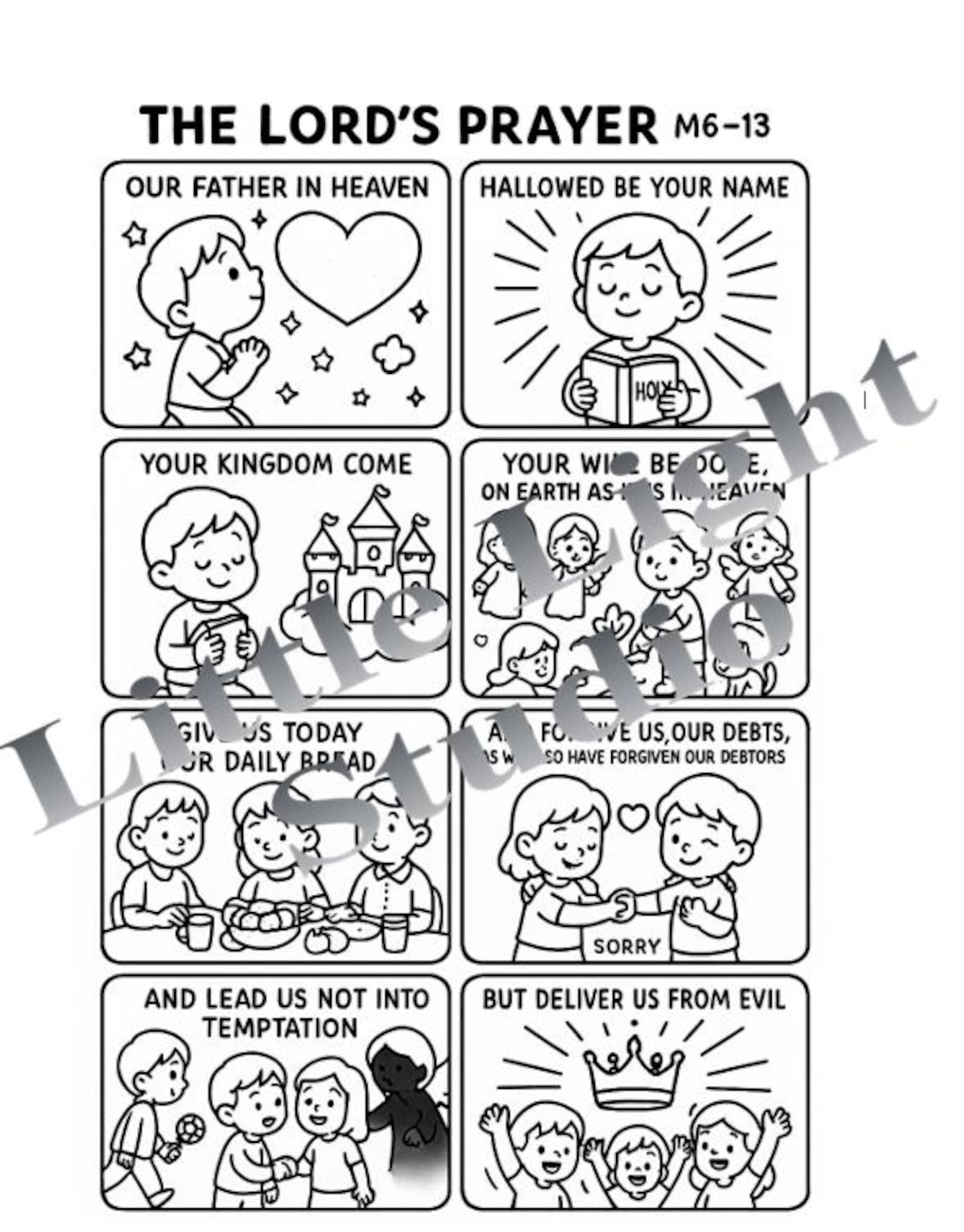 Lord's Prayer Coloring Sheet for Kids: Christian Bible Verse Art (PDF ...