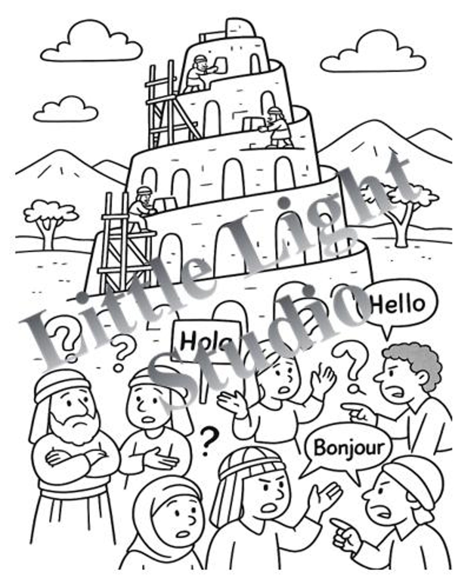 Tower of Babel | Confusion| Different Languages – Bible Coloring Page ...