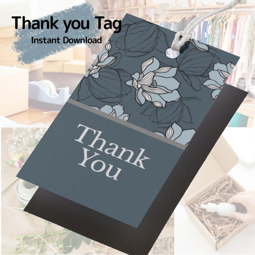 Floral Thank You Tags: Printable Gift Tag Set (instant Download) - Etsy