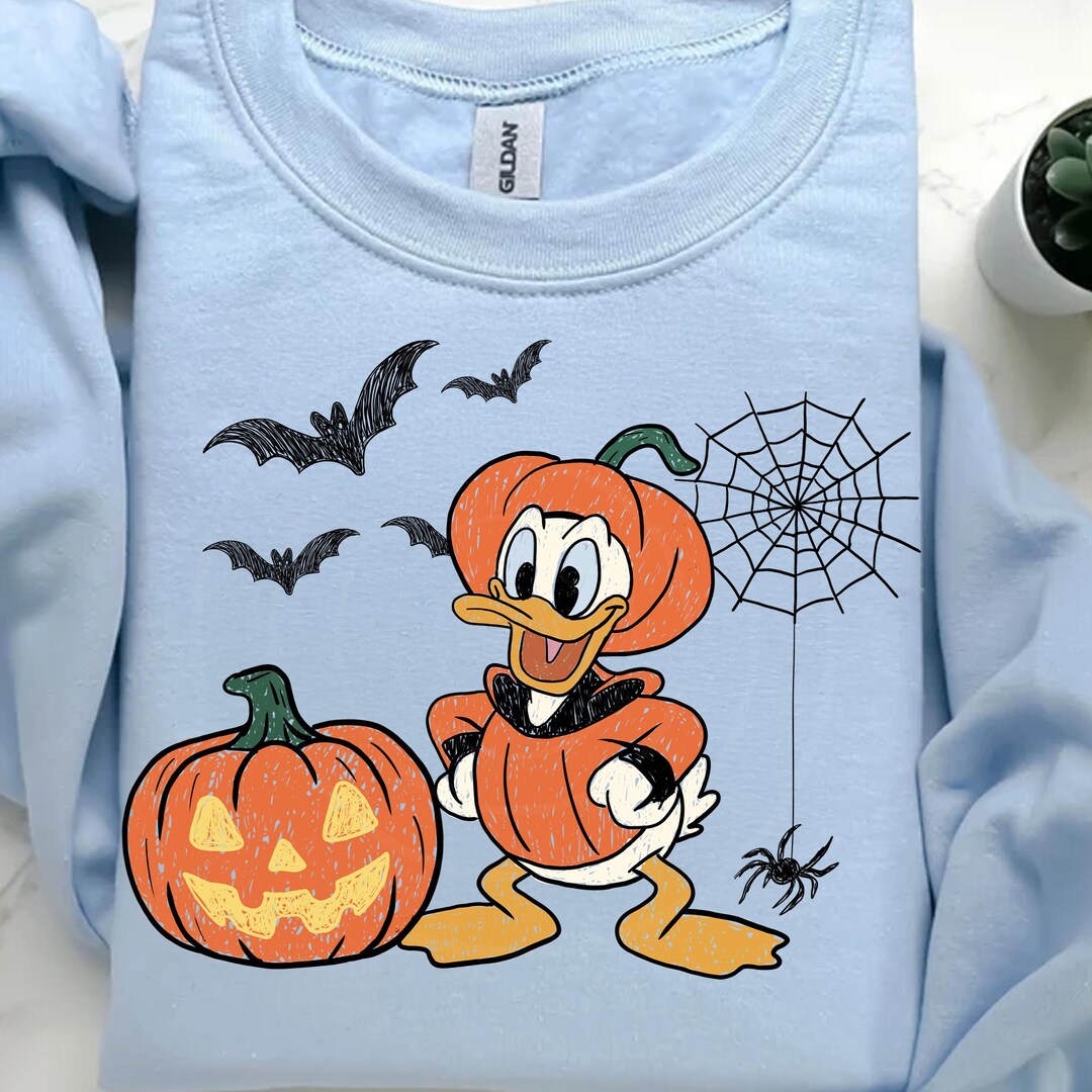 Donald Duck Halloween Clipart: Pumpkin Costume, Spider & Bats (PNG ...