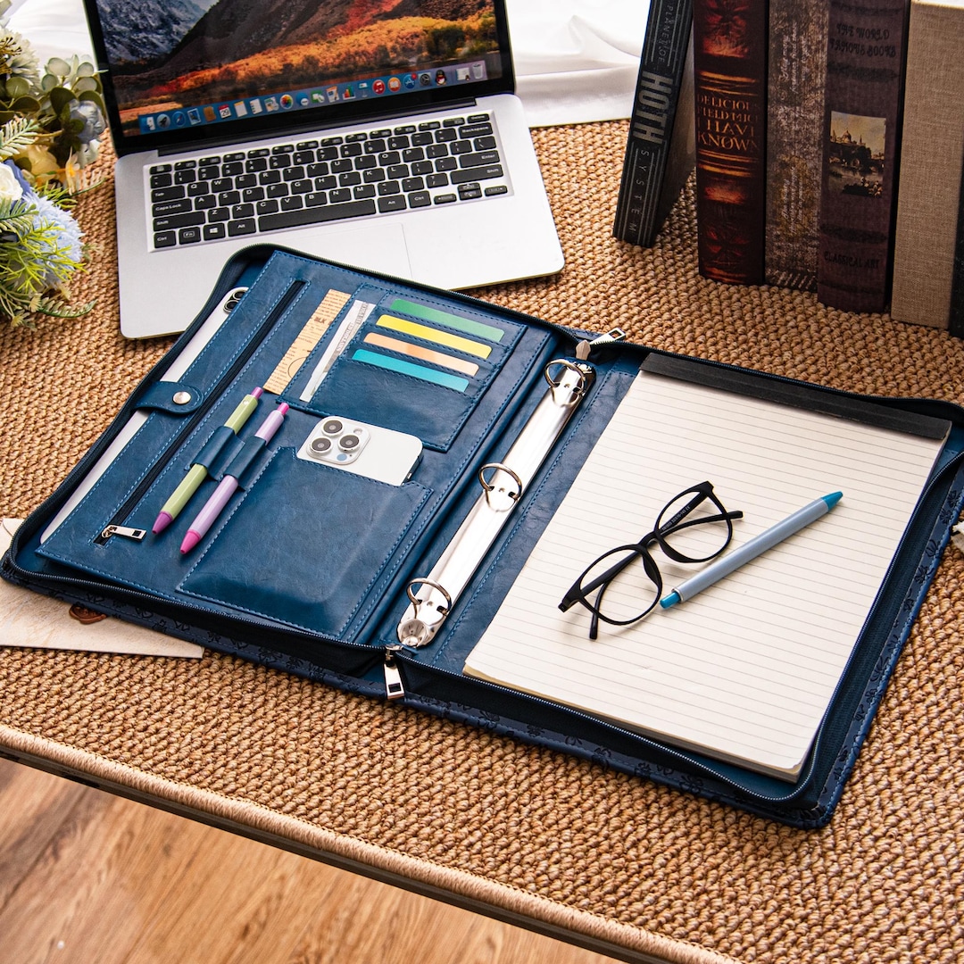 A4 Leather Portfolio Custom,3ring Personalized Padfolio,handbag for ...