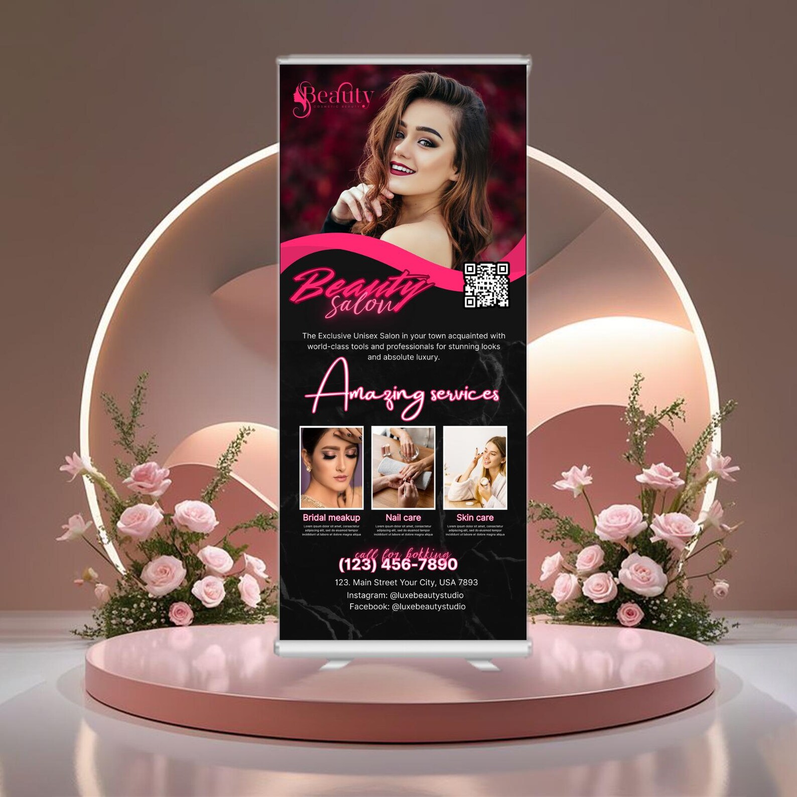 Beauty Salon Roll up Banner Template: Editable Canva Design - Etsy