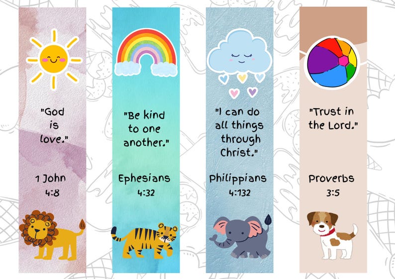 Kids Printable Bible Verse Bookmarks Scripture Bookmark Download God's ...