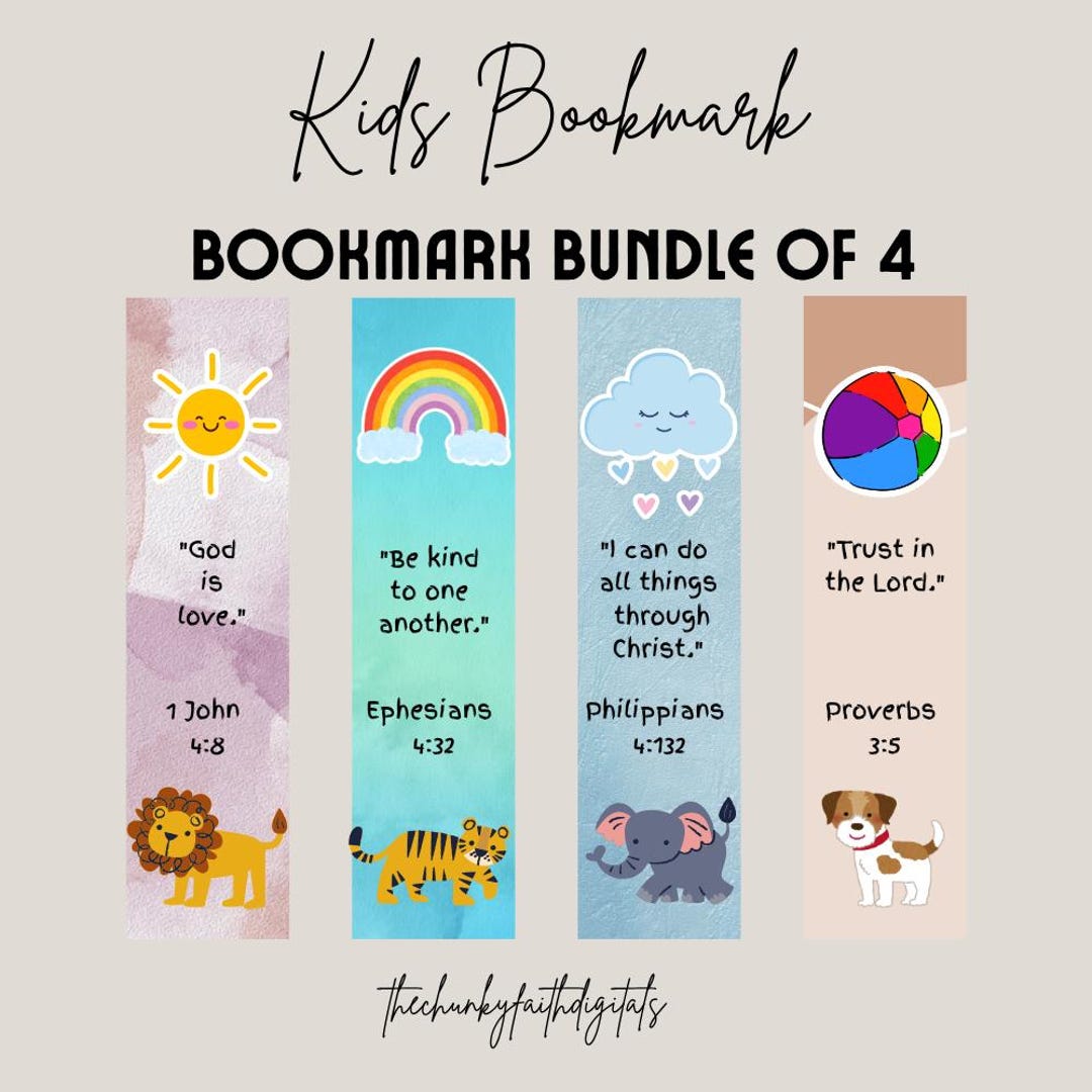 Kids Printable Bible Verse Bookmarks Scripture Bookmark Download God's ...