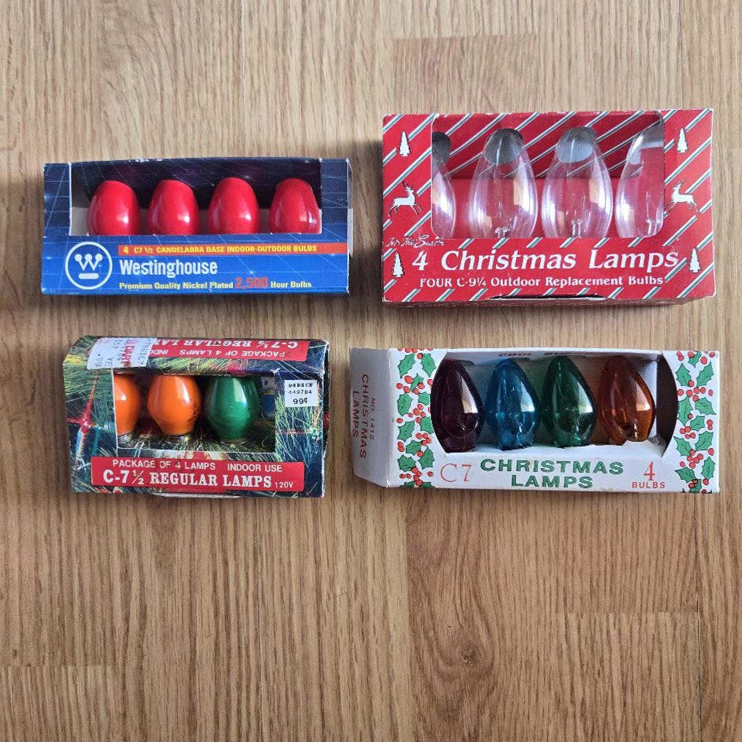 Vintage Christmas Light Bulb Lot – 1950s–60s C7 C9 One Half Bulbs in ...