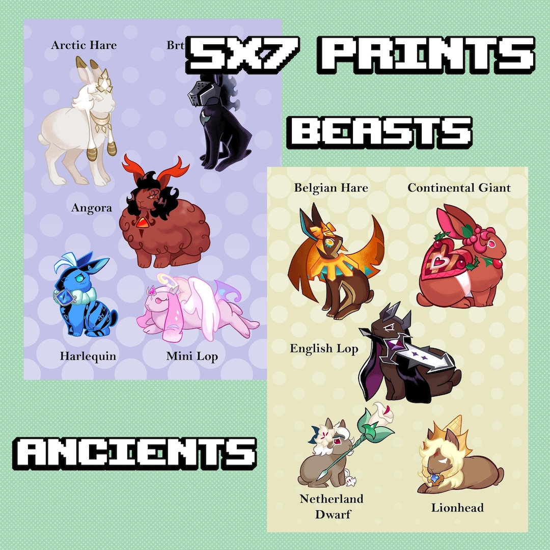 Cookie Run Kingdom Ancients and Beasts Bunnies 5 X 7 Prints - Etsy