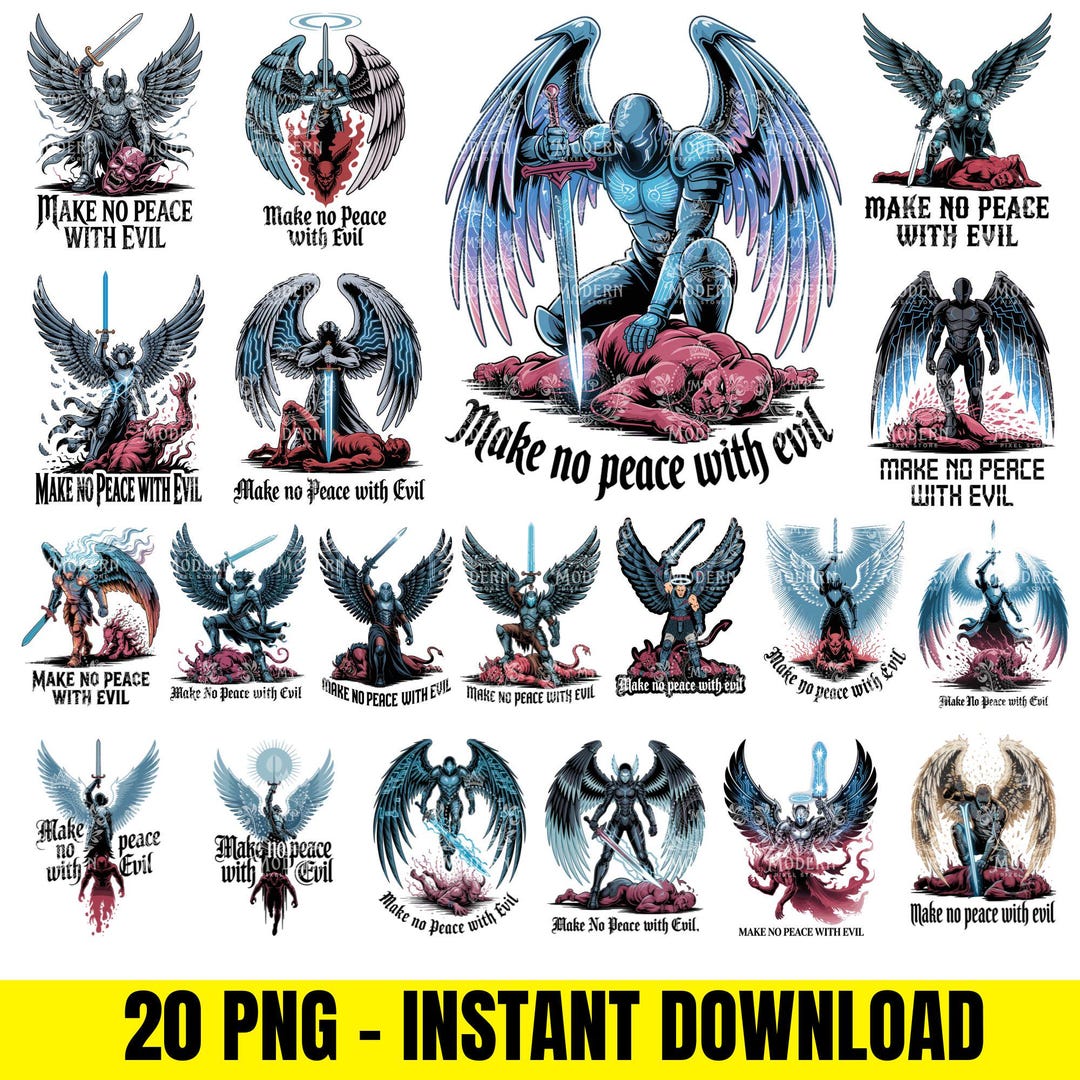20 Make No Peace With Evil PNG SVG, Christian Evil Png, Archangel ...
