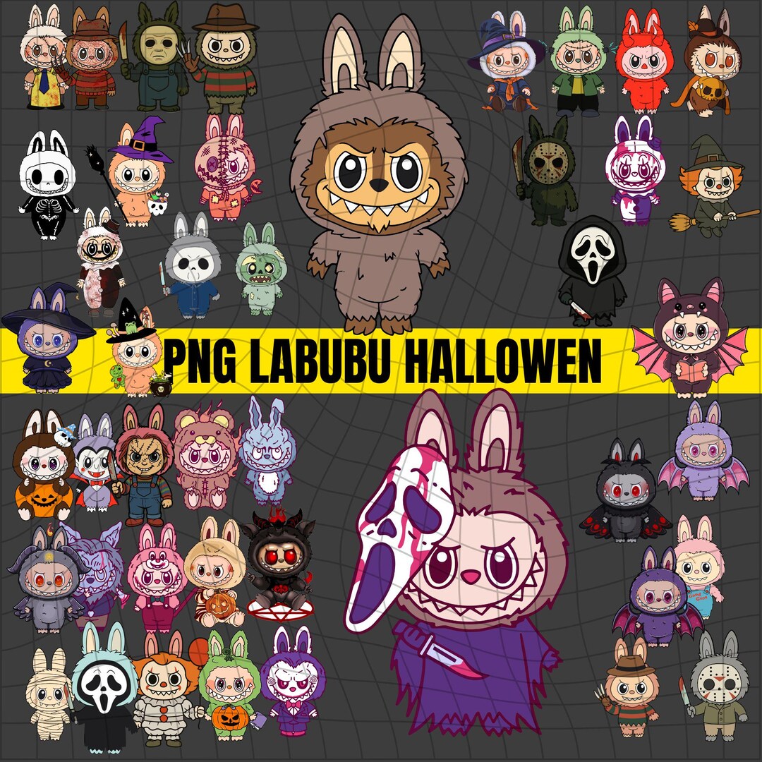 Labubu Halloween Horror Bundle PNG, Halloween PNG SVG, Killers Chibi ...