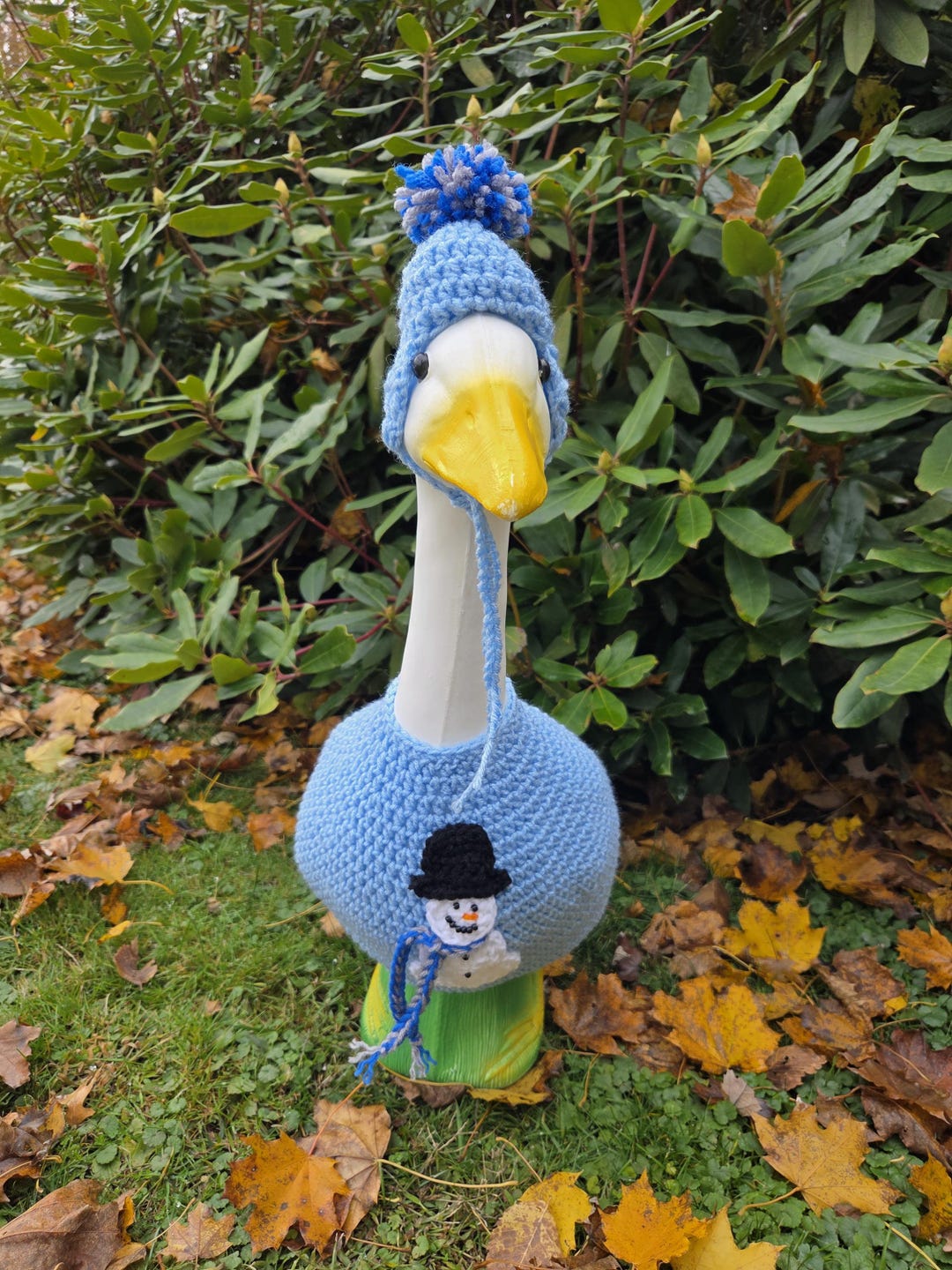 Snowman Porch Goose Outfit, Tossed Cap, Sweater and Hat Set, Goose ...