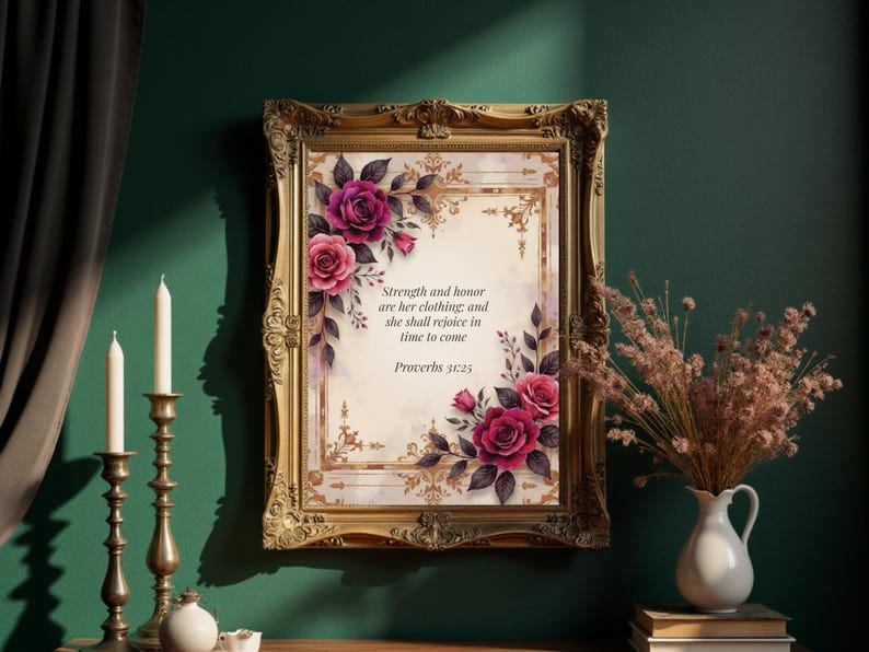 Bible Verse Prints, Floral Christian Printable Wall Art, 5 Designs ...