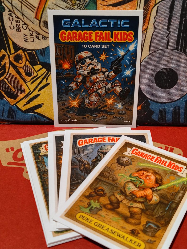 Galactic GARAGE FAIL KIDS Trading Cards Complete 10 Card Set - Garbage ...