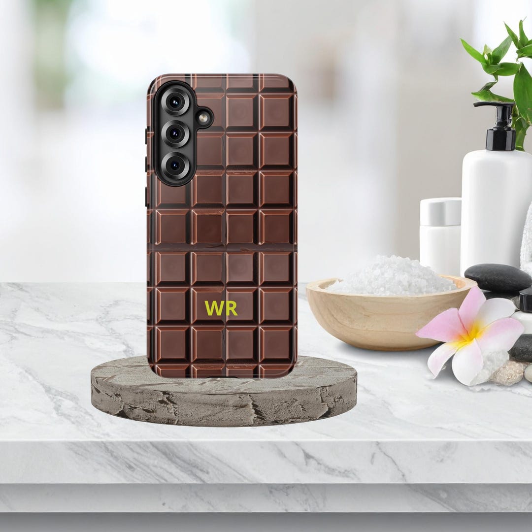 Dark Chocolate Bar Phone Case, Custom Monogram Tough Cases - Etsy