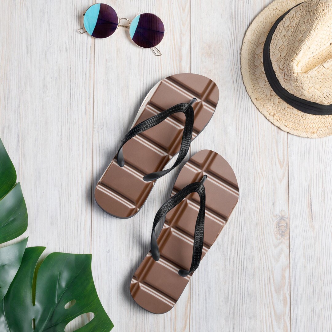 Chocolate Bar Print Flip Flops: Tropical Travel Sandals - Etsy