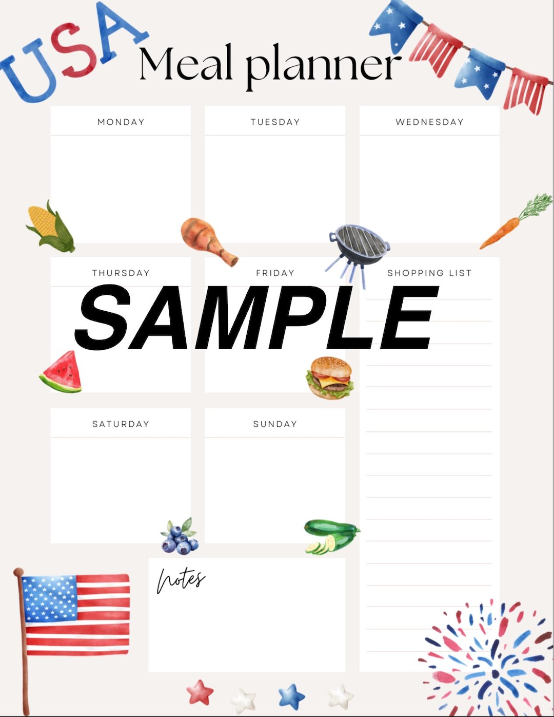 July Meal Planner (printable) - Etsy