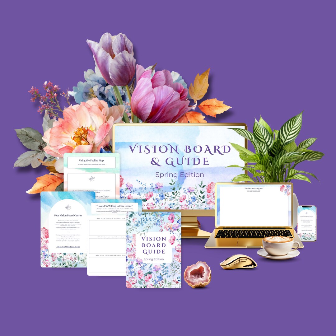 Spring Vision Board Printable | Canva Template and Digital Workbook ...
