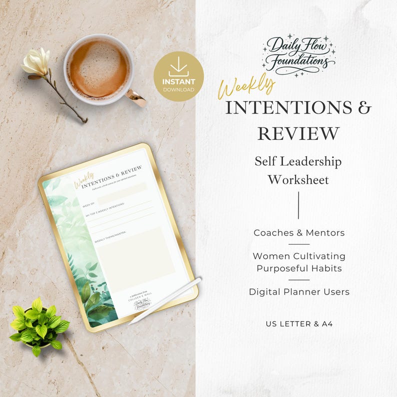 Weekly Planner Printable | Digital PDF Worksheet | Intention Setting ...