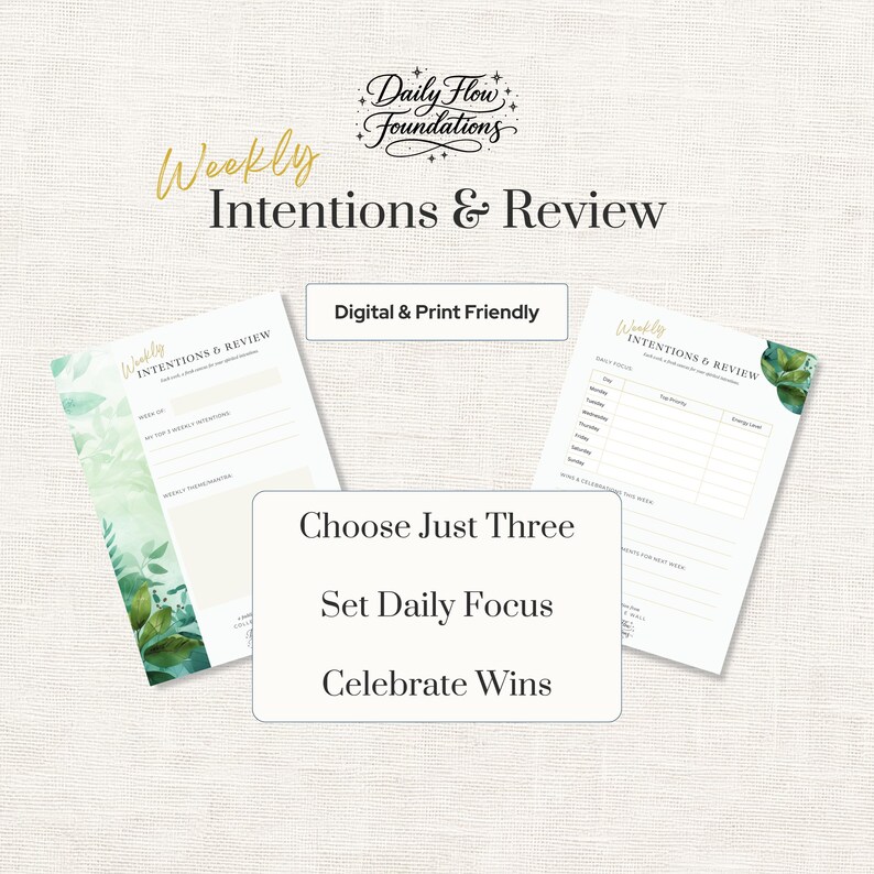 Weekly Planner Printable | Digital PDF Worksheet | Intention Setting ...